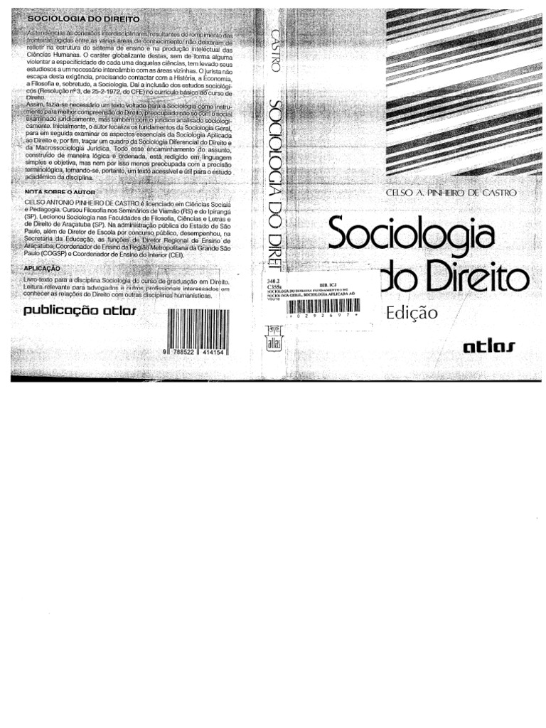 Celso Antonio Pinheiro de Castro. Sociologia Do Direito | PDF