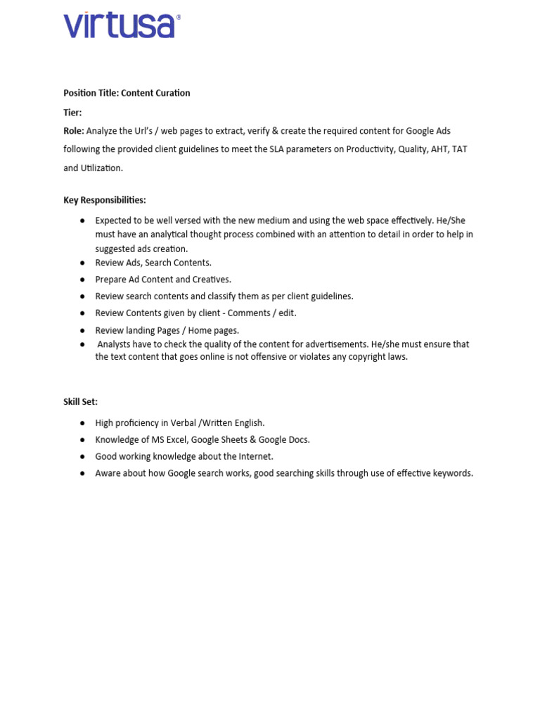 JD - KPO Analyst Role | PDF