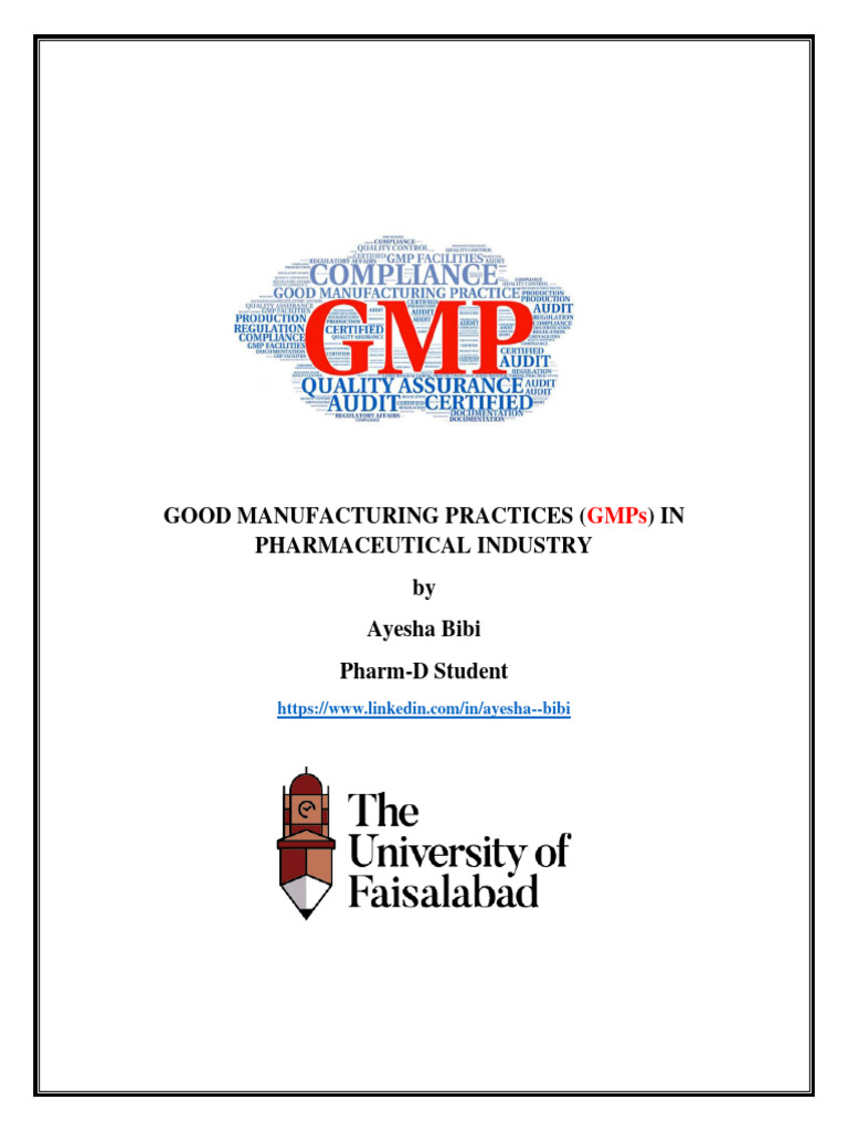 Good Manufacturing Practices in Pharmaceutical Industry | PDF ...