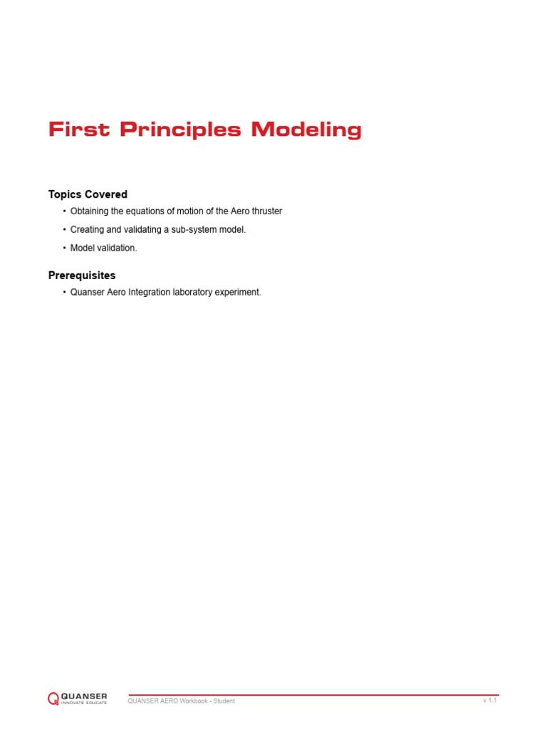 Aero First Principles Modeling Workbook (Student) | PDF | Electric ... Aero First Principles Modeling Workbook (Student) | PDF | Electric ...