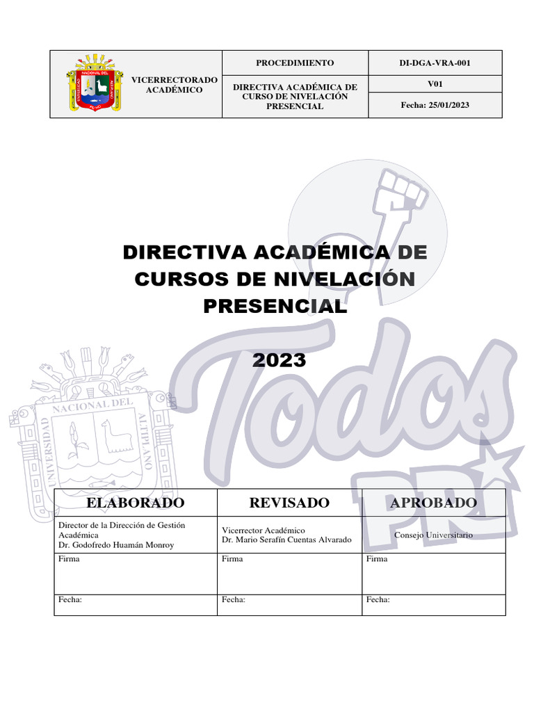 Directiva Nivelación 2023 (Aprobado C.U. 25-01-2023) - 1 | PDF