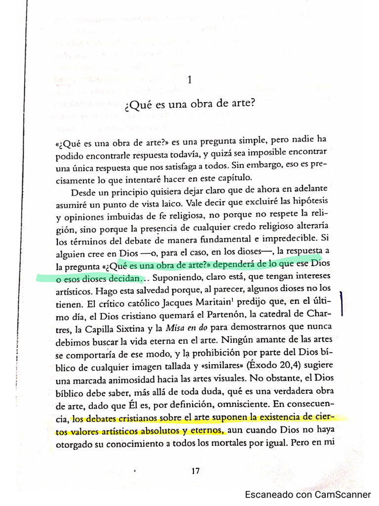 ¿Qué Es Una Obra de Arte - Según Carey | PDF