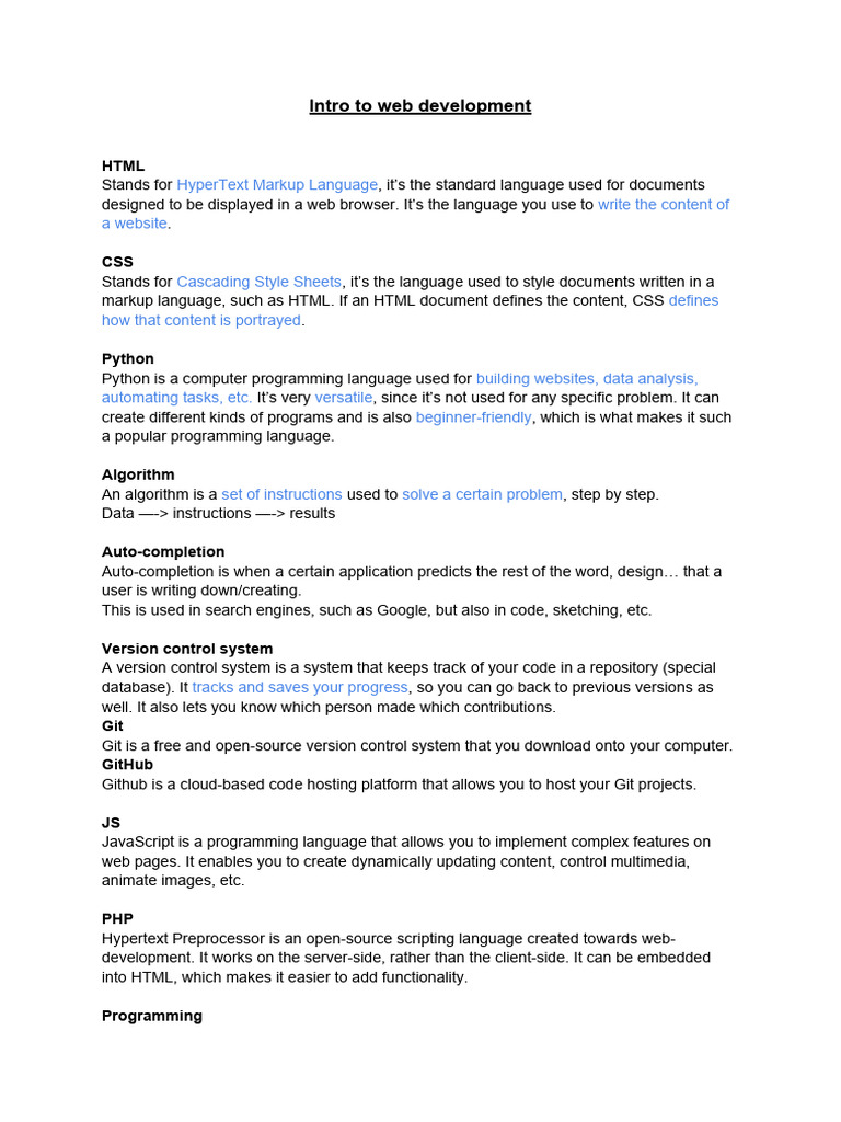 Intro to web development | PDF | World Wide Web | Internet & Web