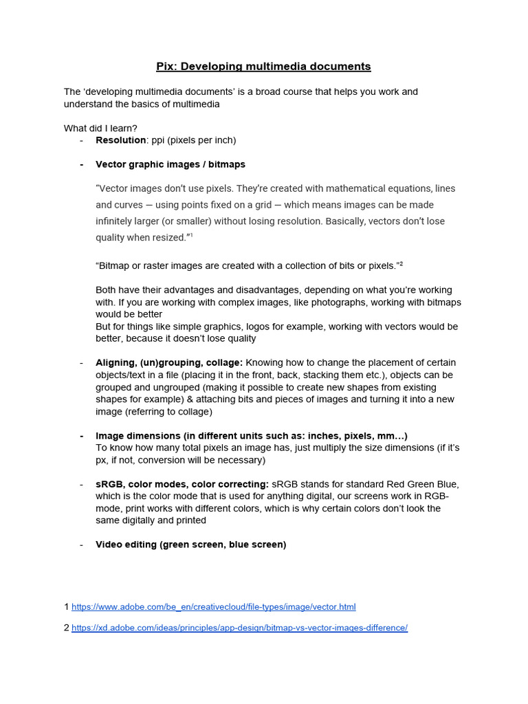 Developing Multimedia Documents | PDF | Pixel | Multidimensional Signal Processing