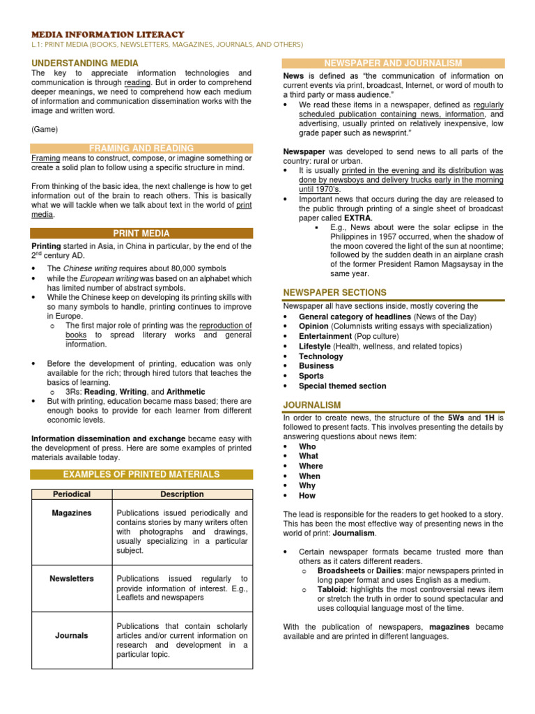 Handouts Mil | PDF | Mass Media | Newspapers