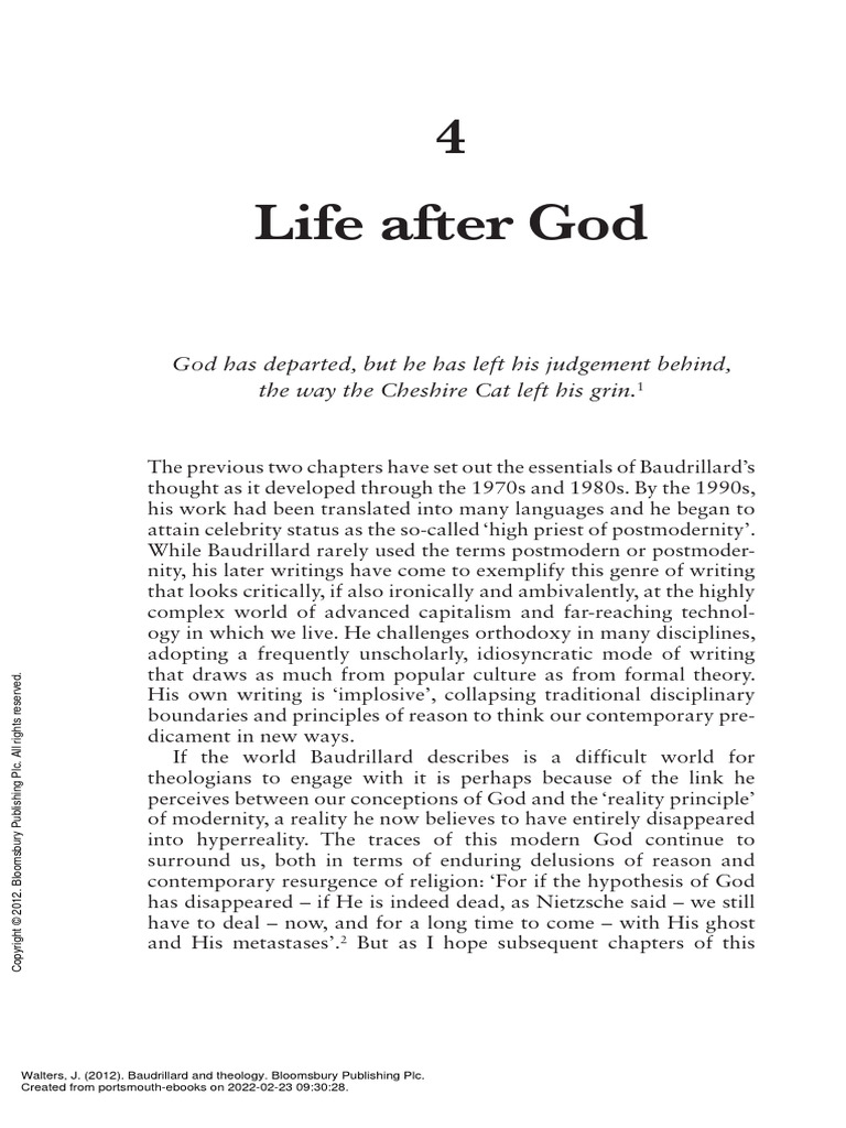 Baudrillard and Theology - (Chapter 4 Life After God) | PDF