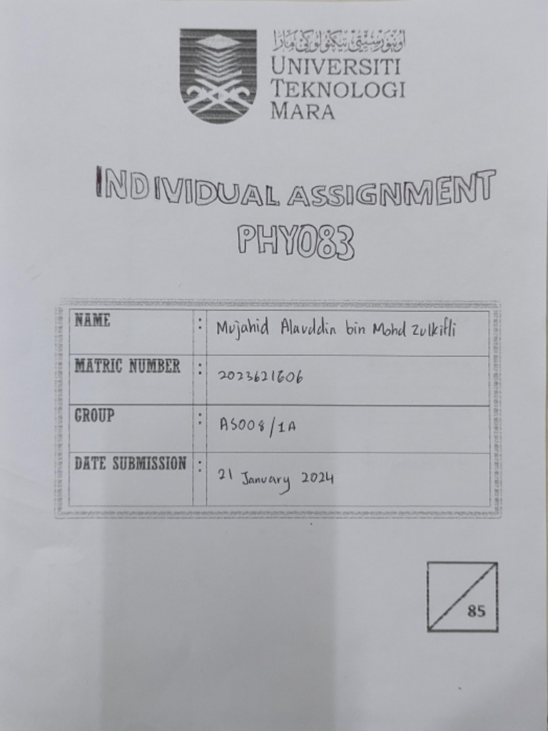 Assignment PHY083 Mujahid | PDF
