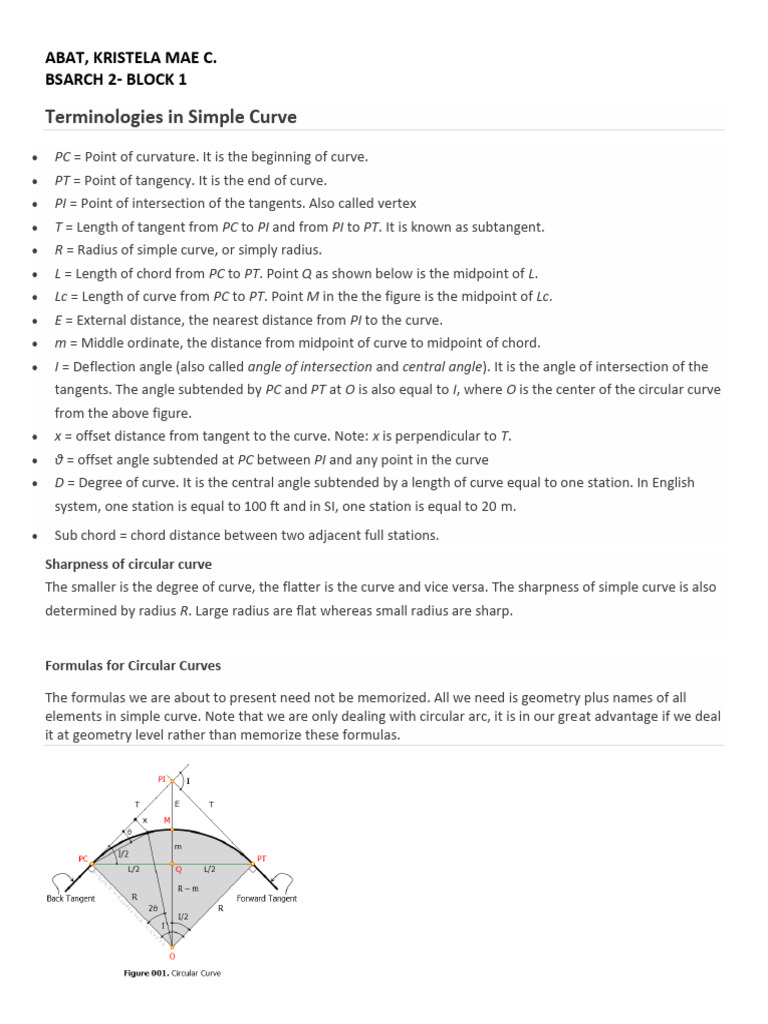 Surveying Simplecurve - Abat Kristela Mae C. | PDF