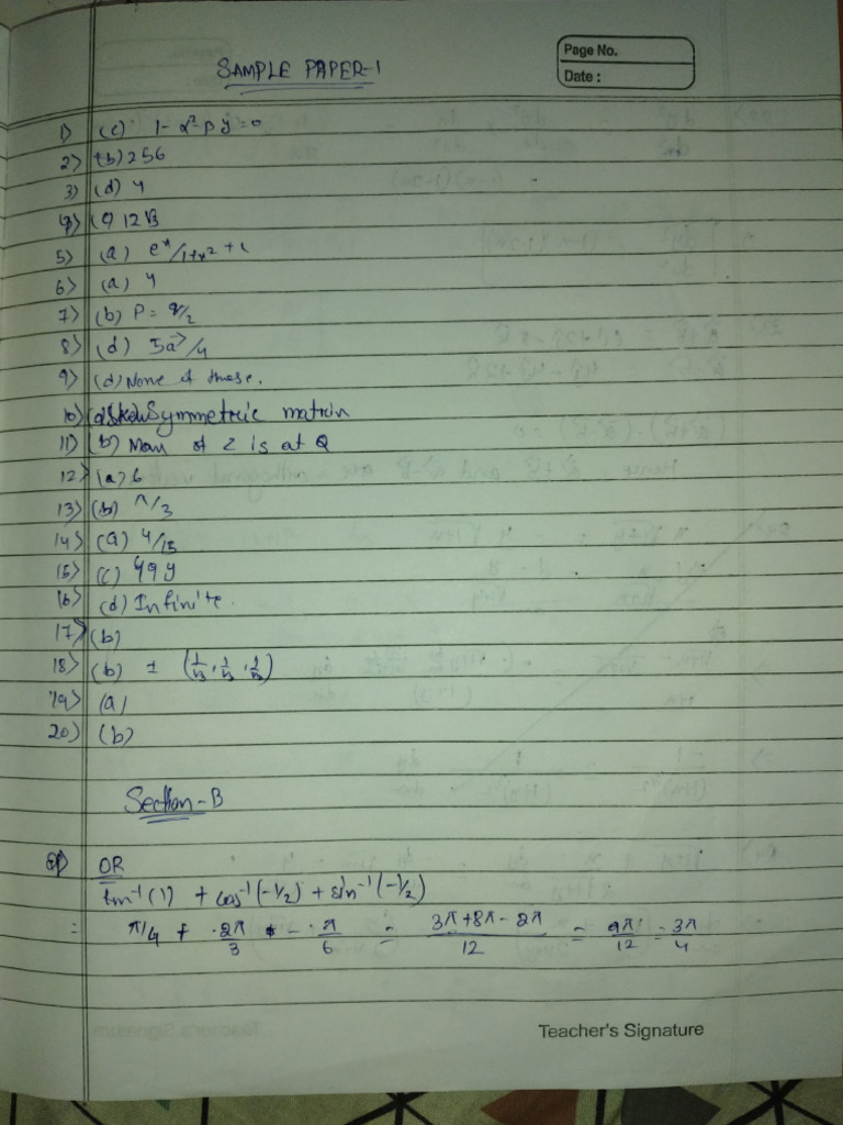 Maths Sample Paper 1 | PDF