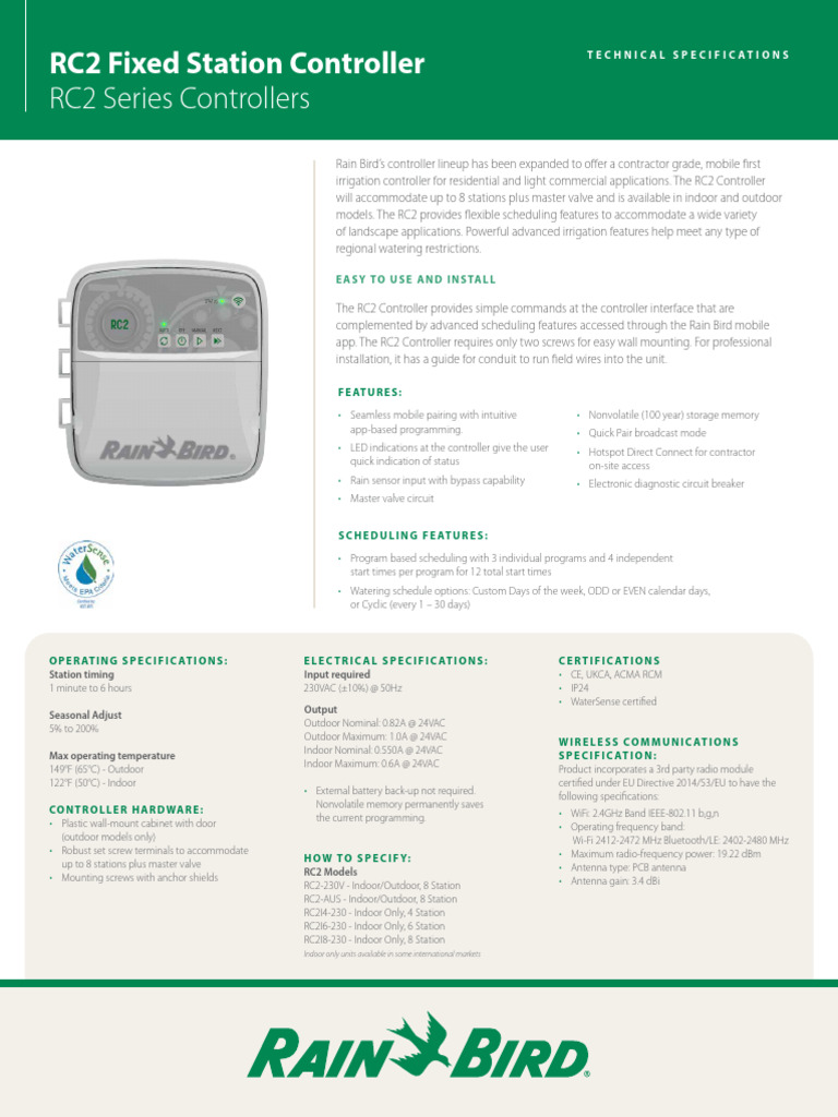 RC2 Smart Irrigation Controller | PDF | Wi Fi | Computing
