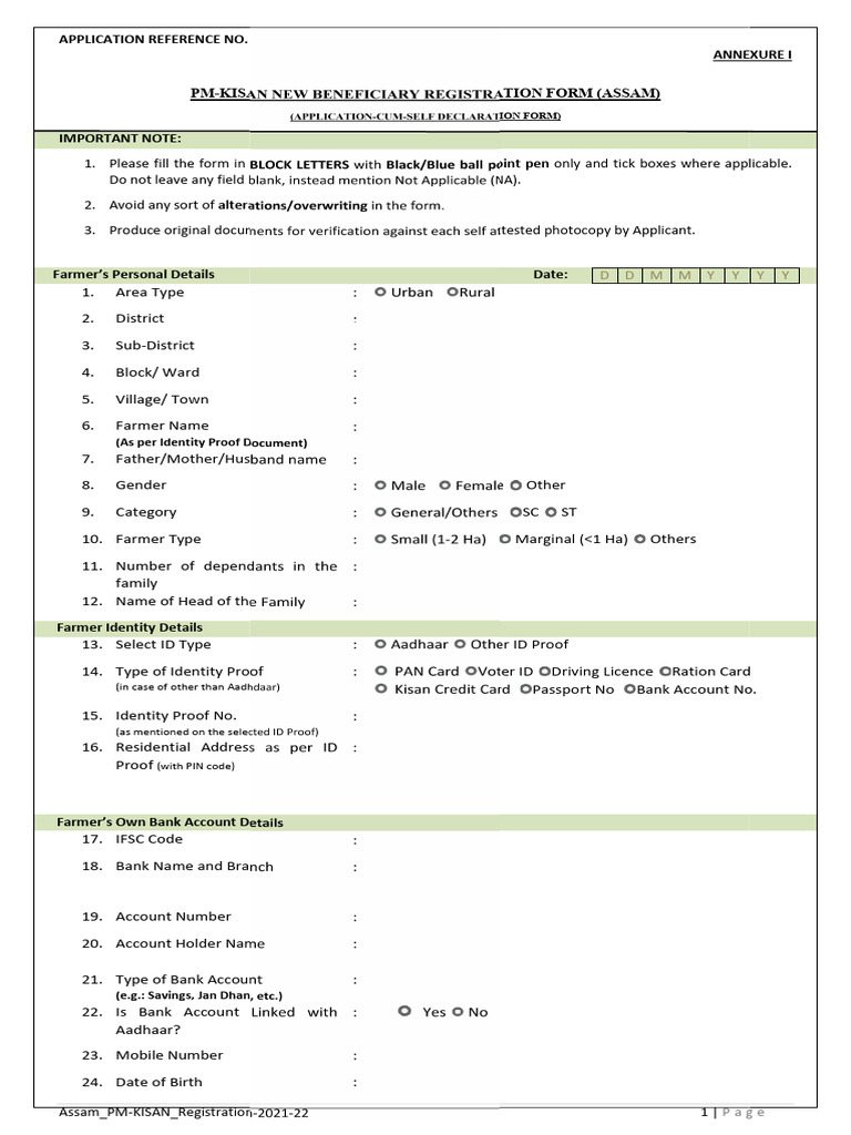 PM KiSAN Form | PDF