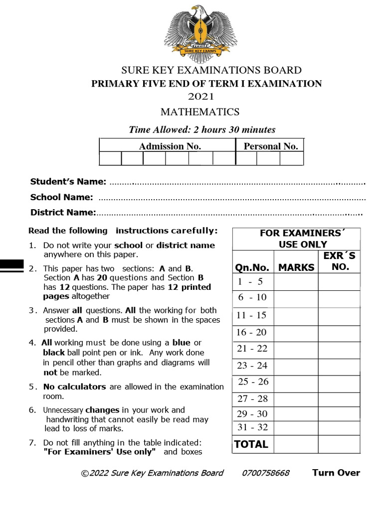 Primary Five MTC | PDF | Mathematics