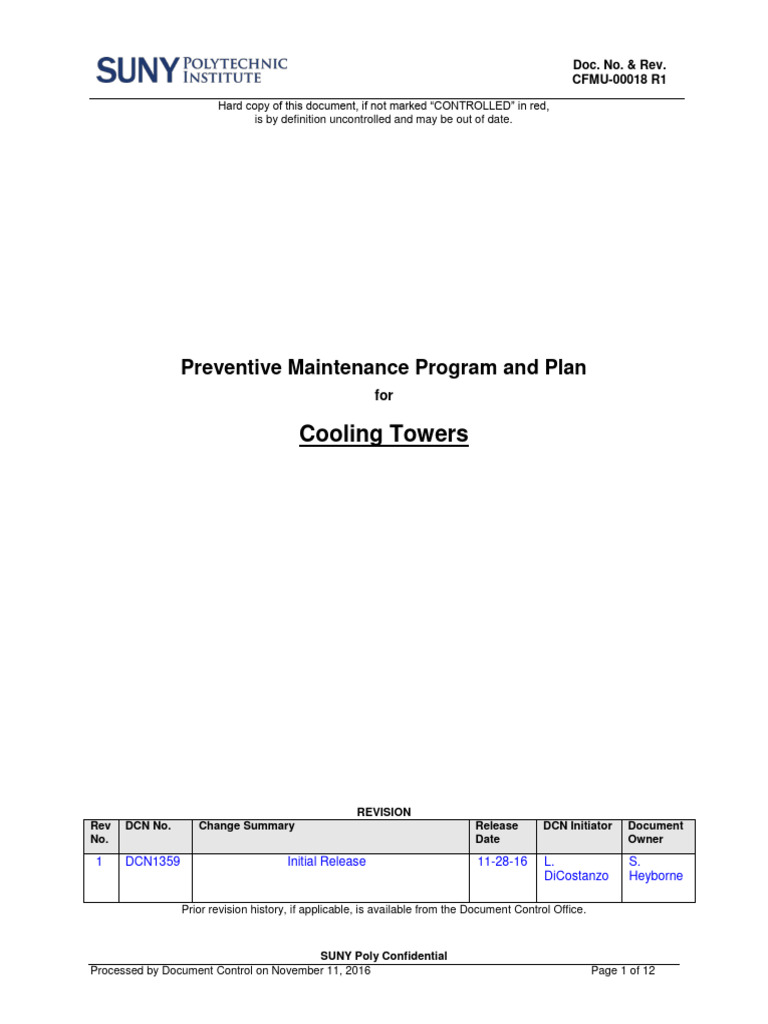 CFMU 00018 R1 Preventive Maintenance Program and Plan For Cooling ...