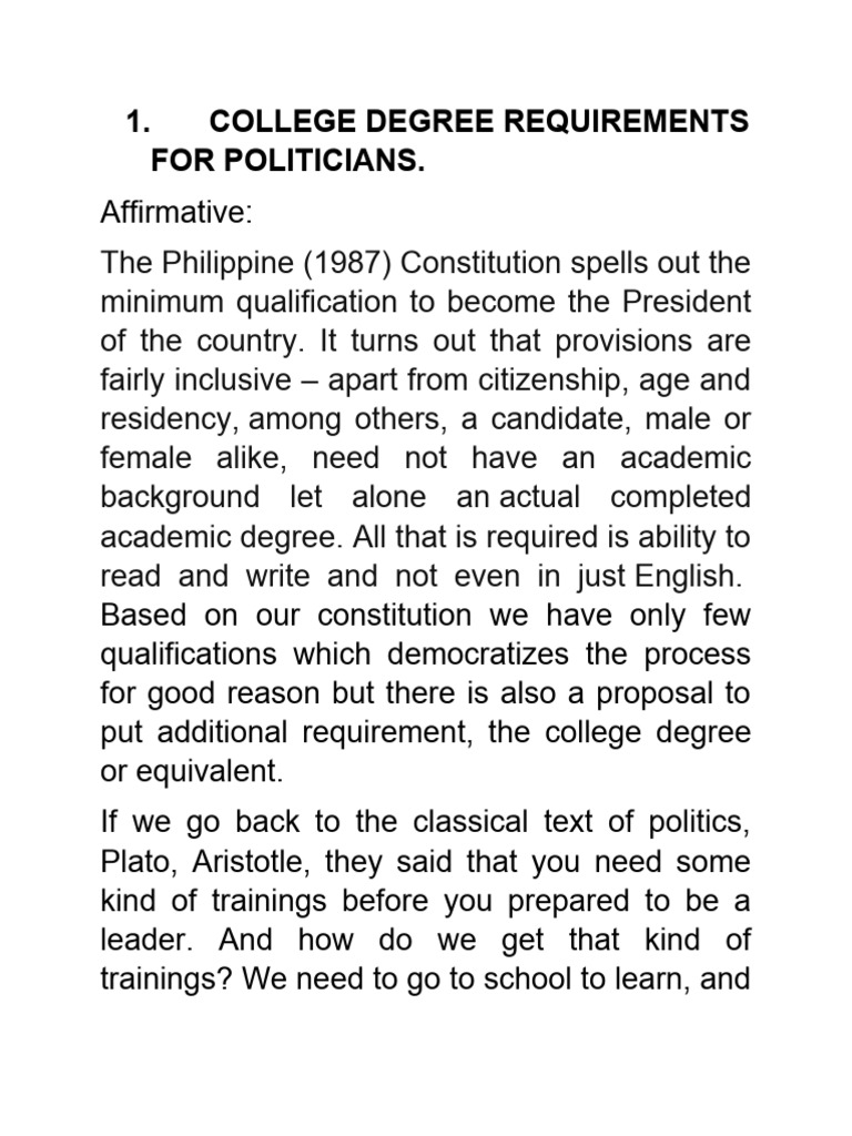 College Degree Debate for Politicians | PDF | College | United States ...