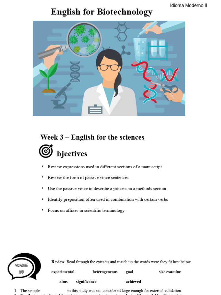 English For Biotec 2 - Week 3 - 2023 | PDF