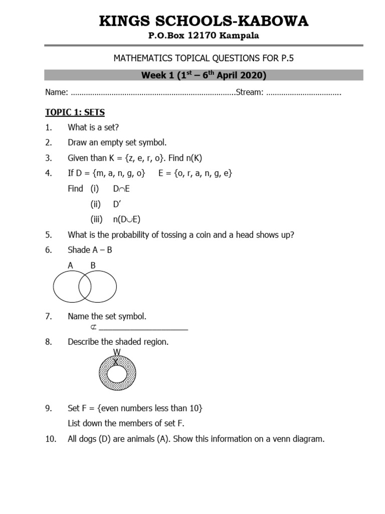 P5 Mathematics Topical Questions | PDF