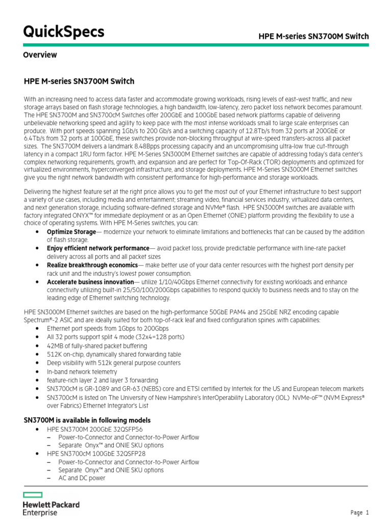 HPE Storage Switch M-Series SN3700M-a00067749enw | PDF | Ip Address ...