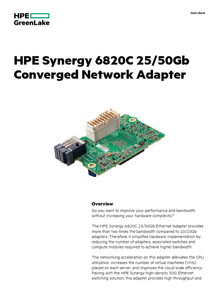 HPE Synergy 6820C 2550Gb Converged Network Adapter-PSN1011004119WWEN | PDF