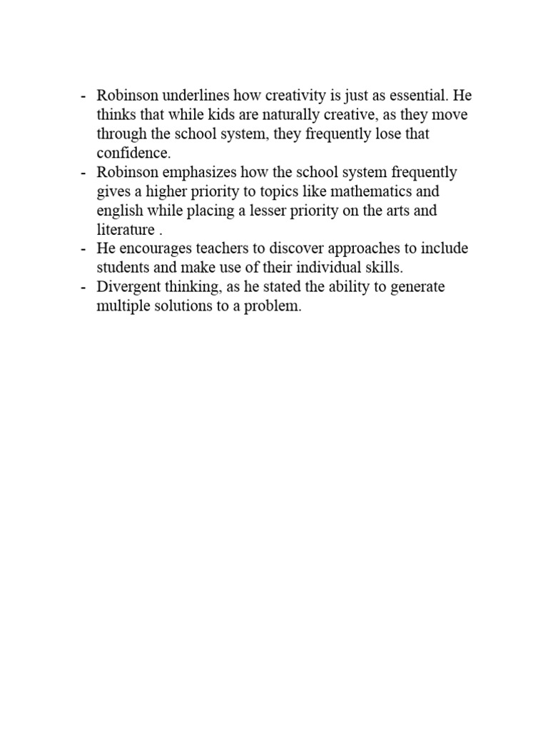 Ted Talk by Sir Ken Robinson On Do Schools Kill Creativity | PDF