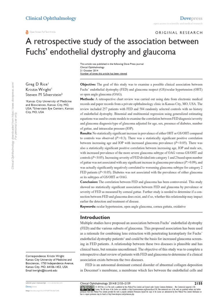 A Retrospective Study of The Association Between Fuchs and Glaucoma ...