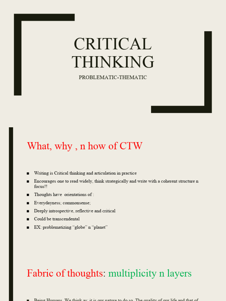 Critical Thinking: Problematic-Thematic | PDF