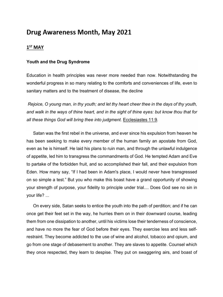 Drug Awareness Month: Youth & Addiction | PDF | Substance Abuse | Child ...