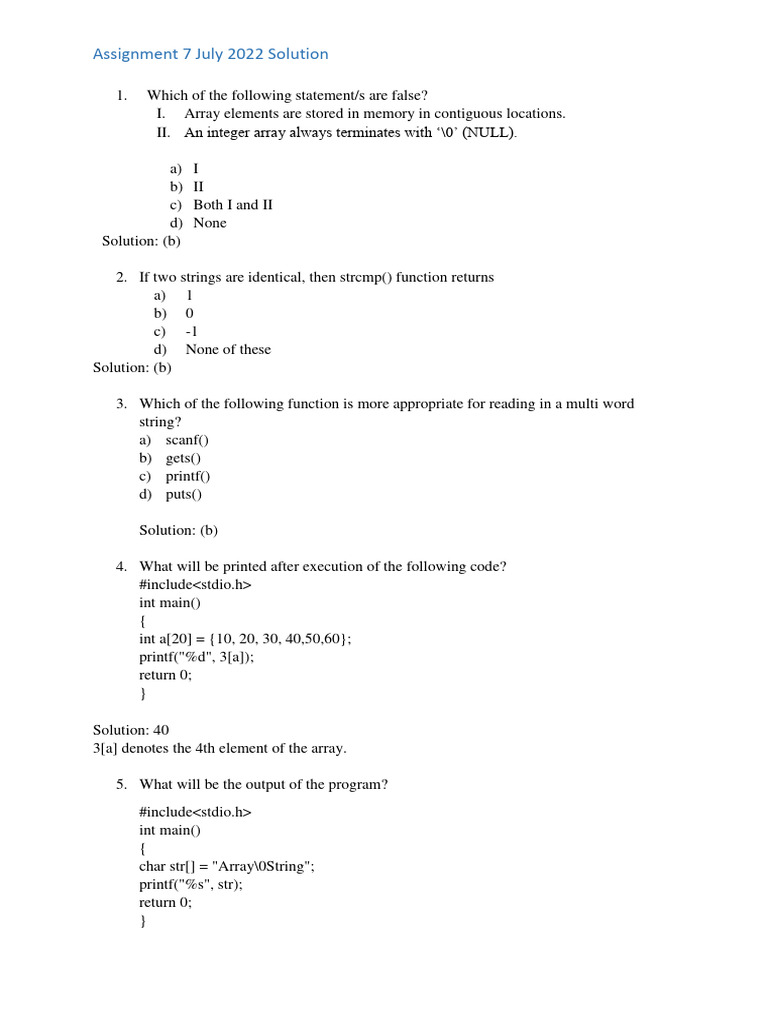 Assignment 7 July 2022 Solution | PDF | Computer Engineering | Software ...
