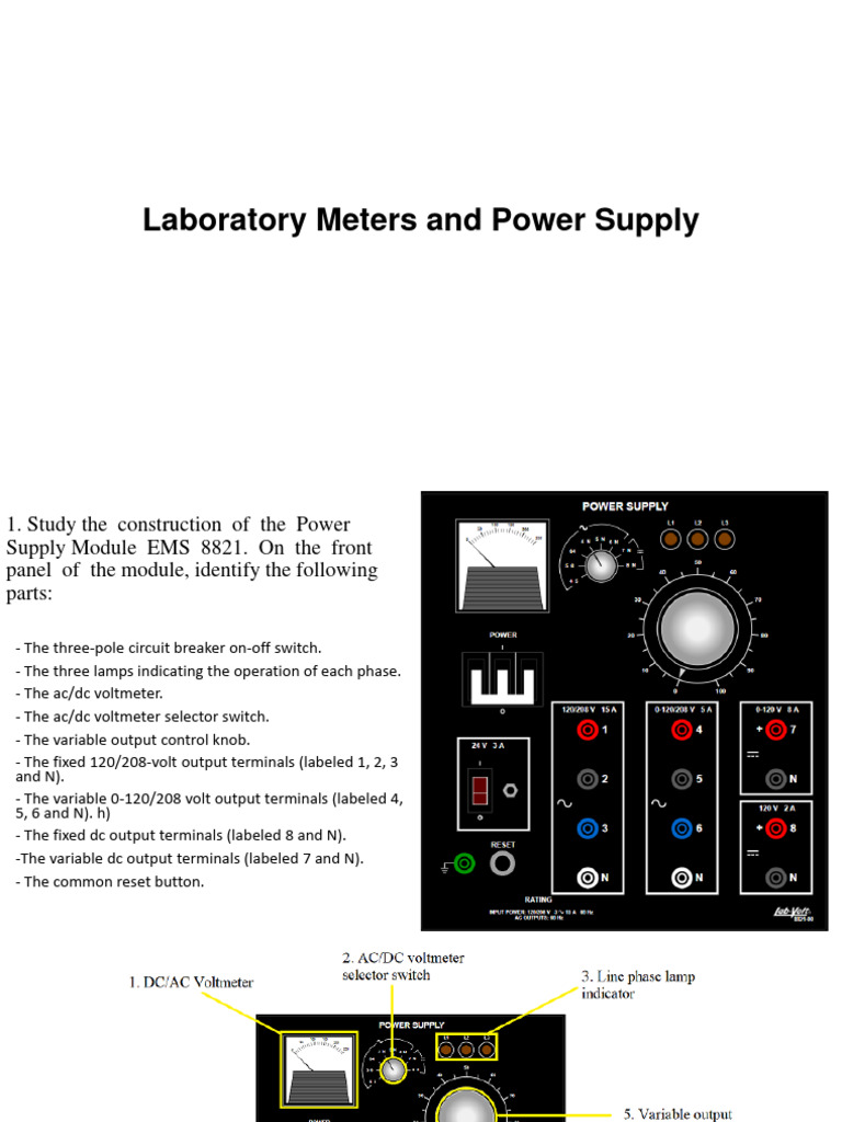 Laboratory Meters and Power Supply | PDF | Voltage | Power Supply