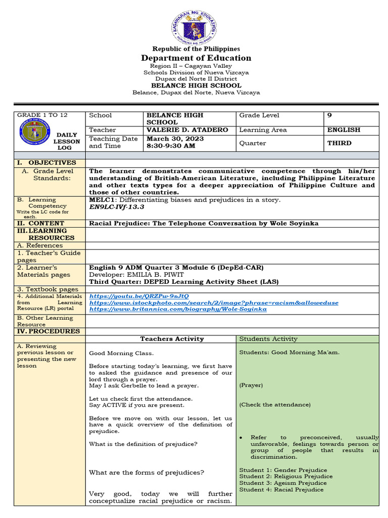 Detailed Lesson Plan | PDF