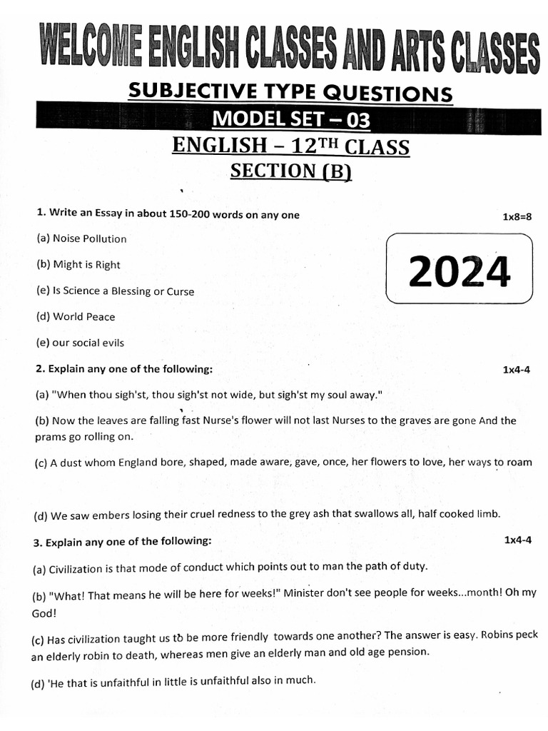 Welcome English Classes English Model Set 01 | PDF