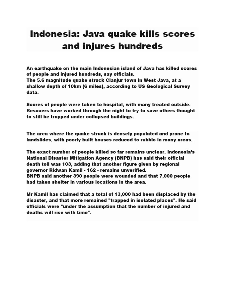 Report of Earthquake Java | PDF | Earthquakes | Solid Mechanics