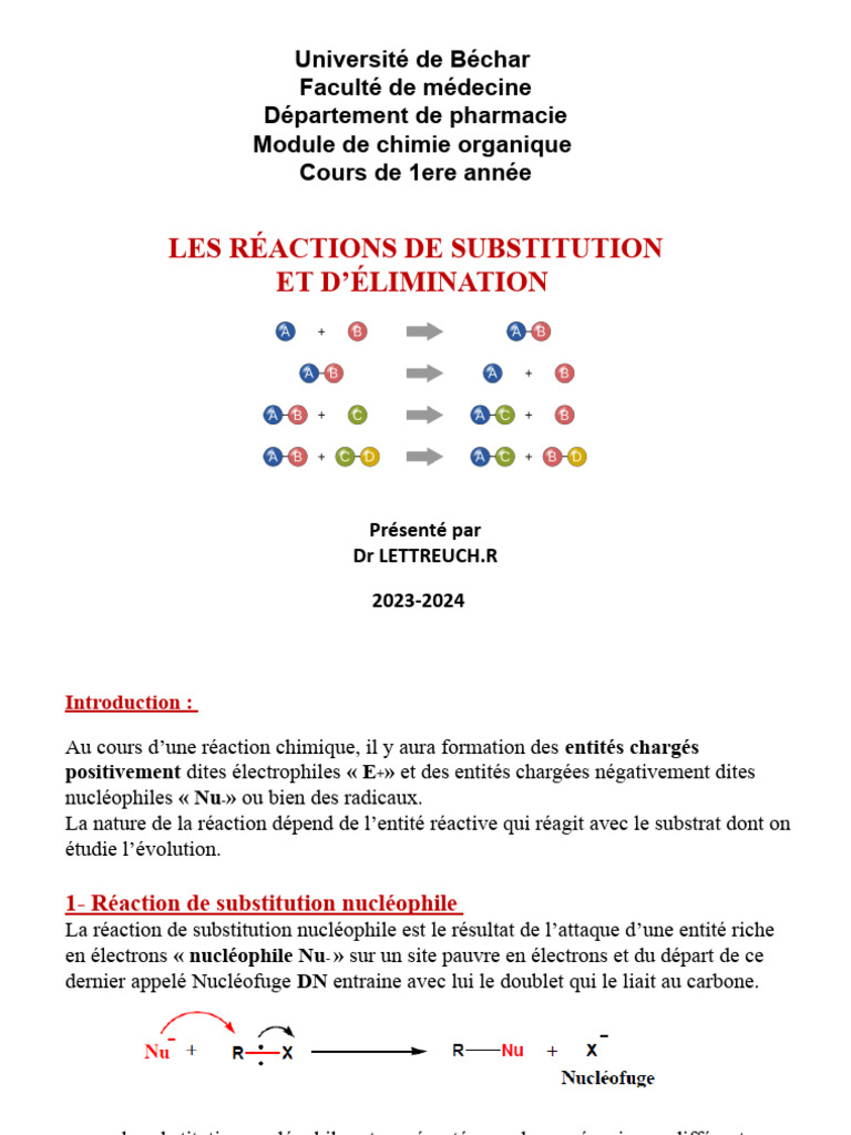 Reaction Sub-Elim | PDF | Chimie | Sciences physiques