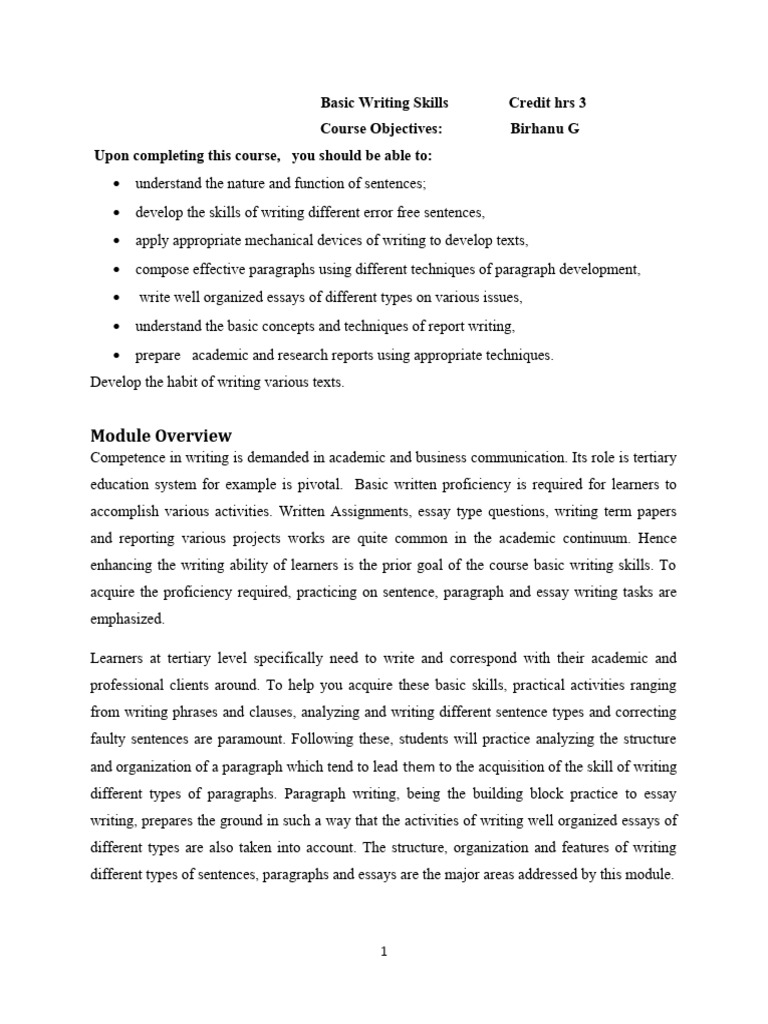 Basic Course Outline | PDF