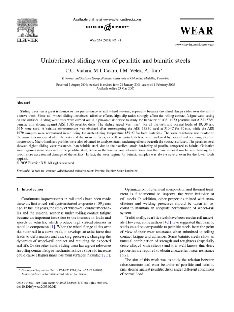 2005 - Viafara Et Al - Unlubricated Sliding Wear of Pearlitic and ...