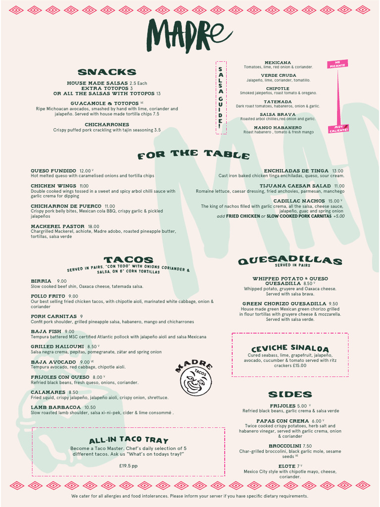 MADRE MENU FOOD Summer 23 | PDF | Cuisine Of The Americas | Foods