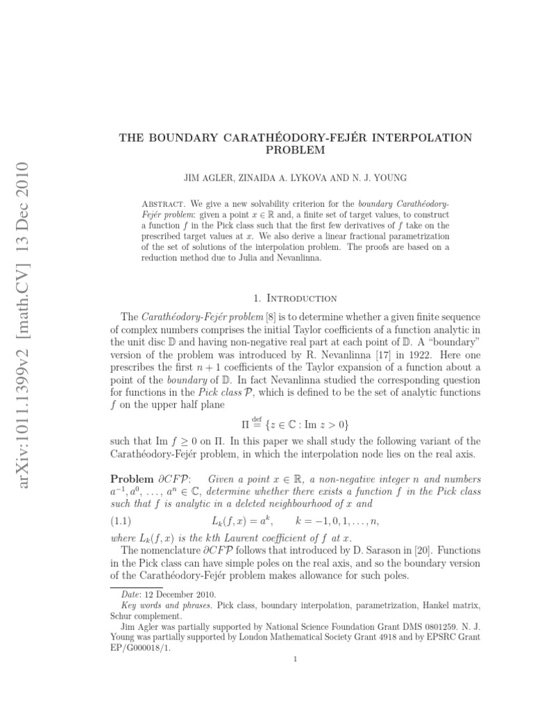 The Boundary Caratheodory Fejer | PDF