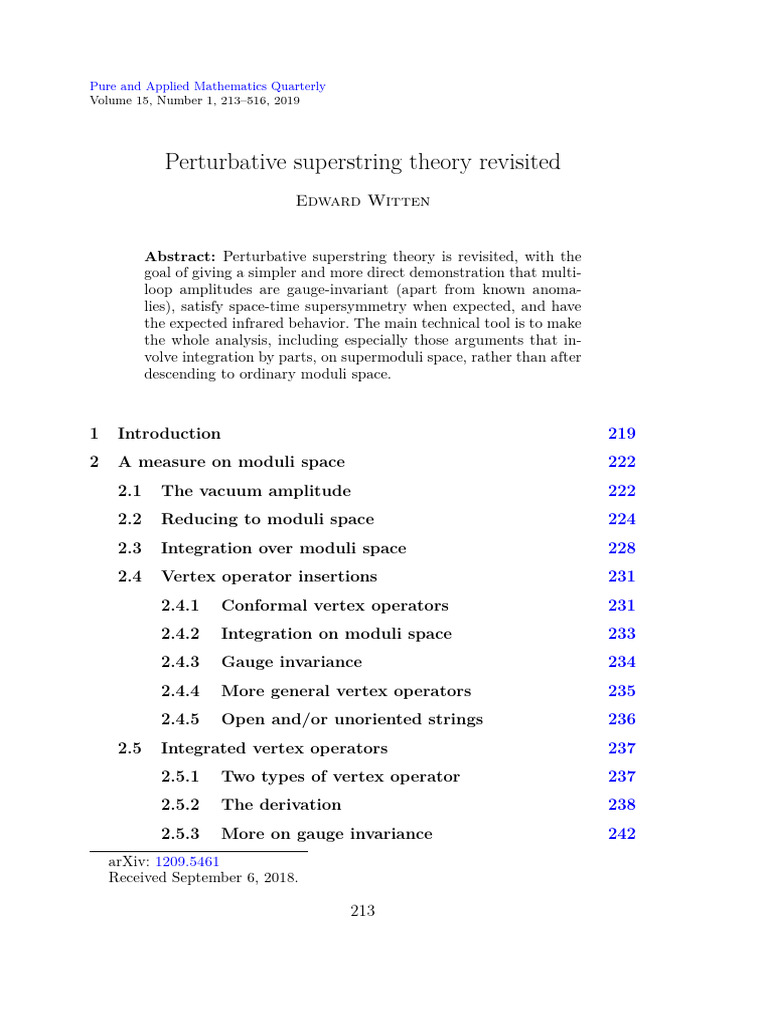 Perturbative Superstring Theory Revisited | PDF