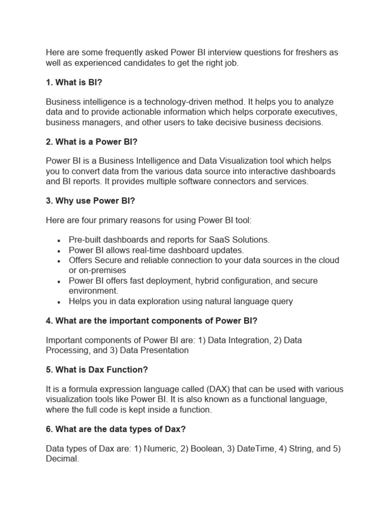 Power BI Interview Questions | PDF