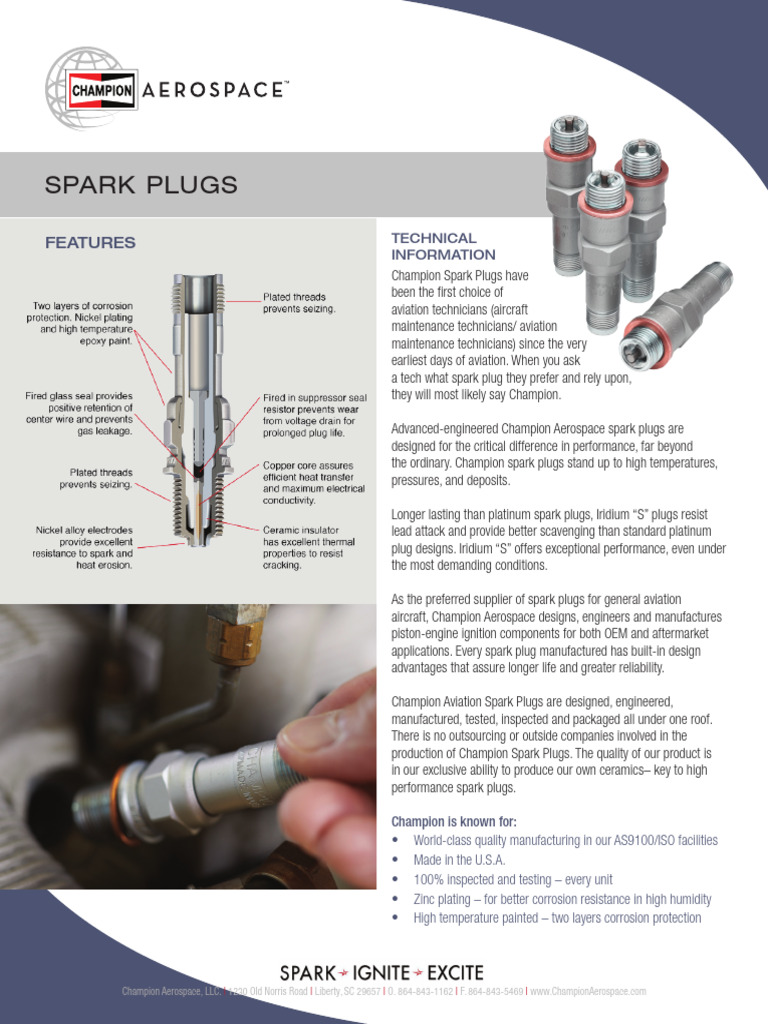 Champion Aerospace Spark Plugs Overview | PDF | Physical Sciences ...
