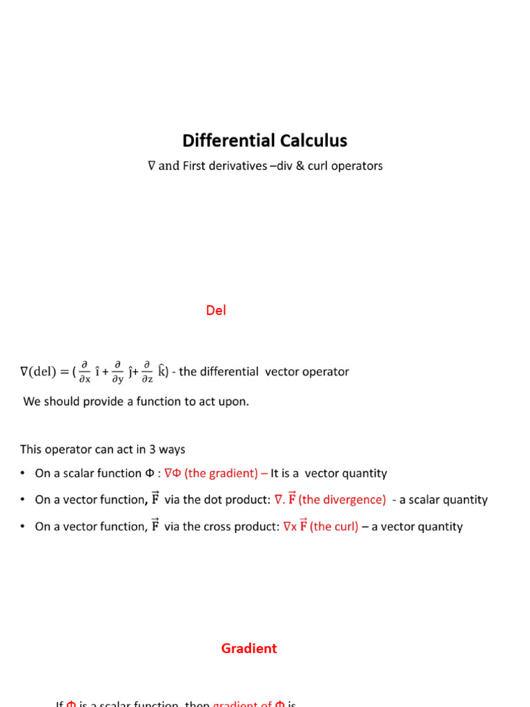 C-4 Differential Calculus - First Derivatives - Div & Curl | PDF