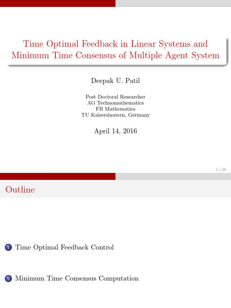 min-time optimal control.clovain_ppt | PDF | Optimal Control | Control Engineering