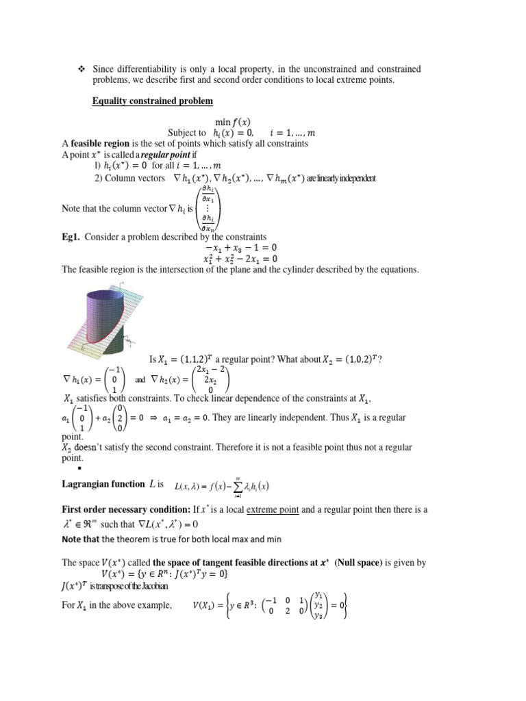 Equality Constrained Problem | PDF