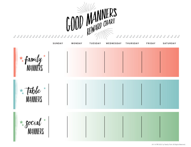 Good Manners Reward Chart | PDF