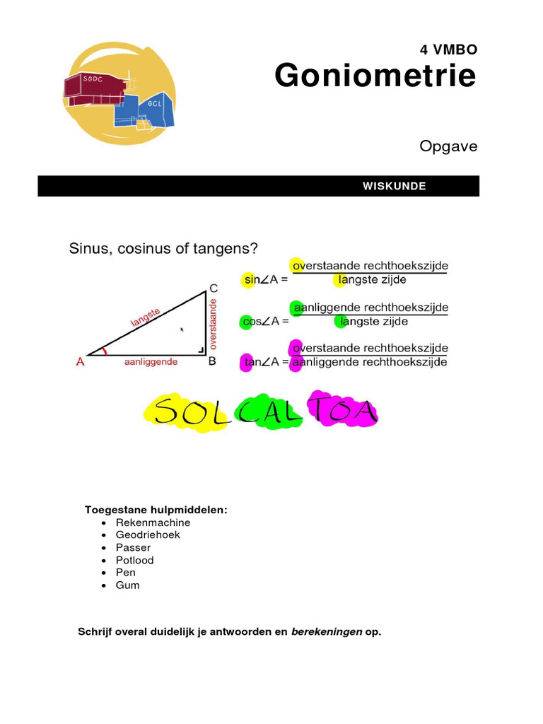 9 Goniometrie opgave | PDF