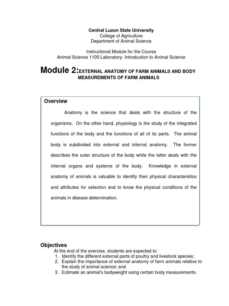 Module 2 External Anatomy of Farm Animals | PDF