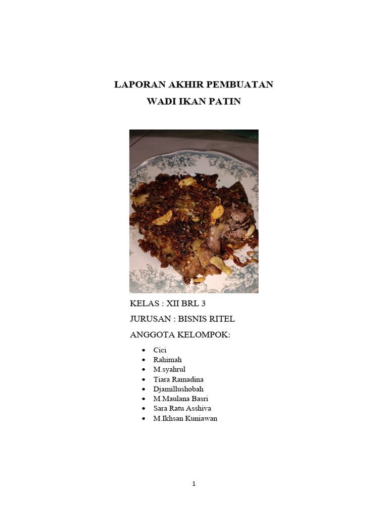 Laporan Akhir Pembuatan Wadi Ikan Patin | PDF