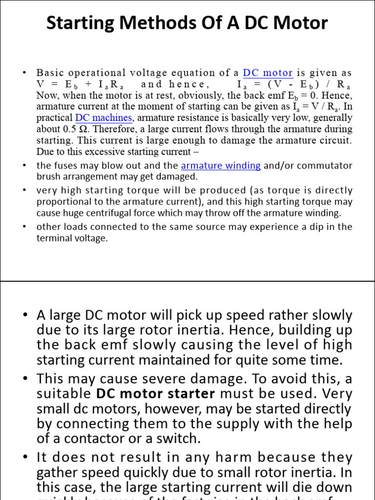 DC Starters | PDF | Electric Motor | Equipment
