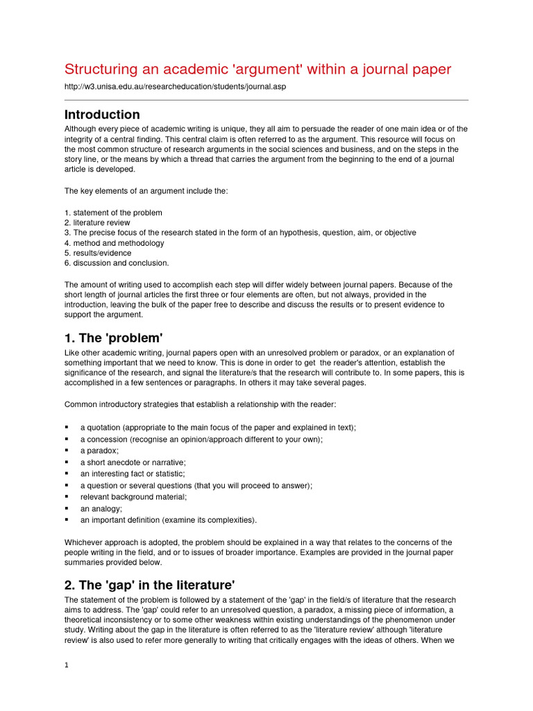 Structuring An Academic Journal Paper | PDF | Methodology | Critical ...