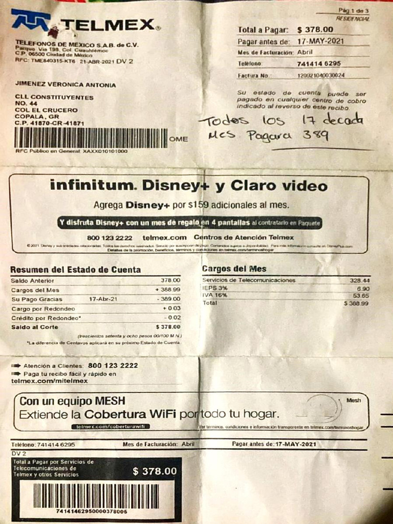 Recibo Telmex | PDF