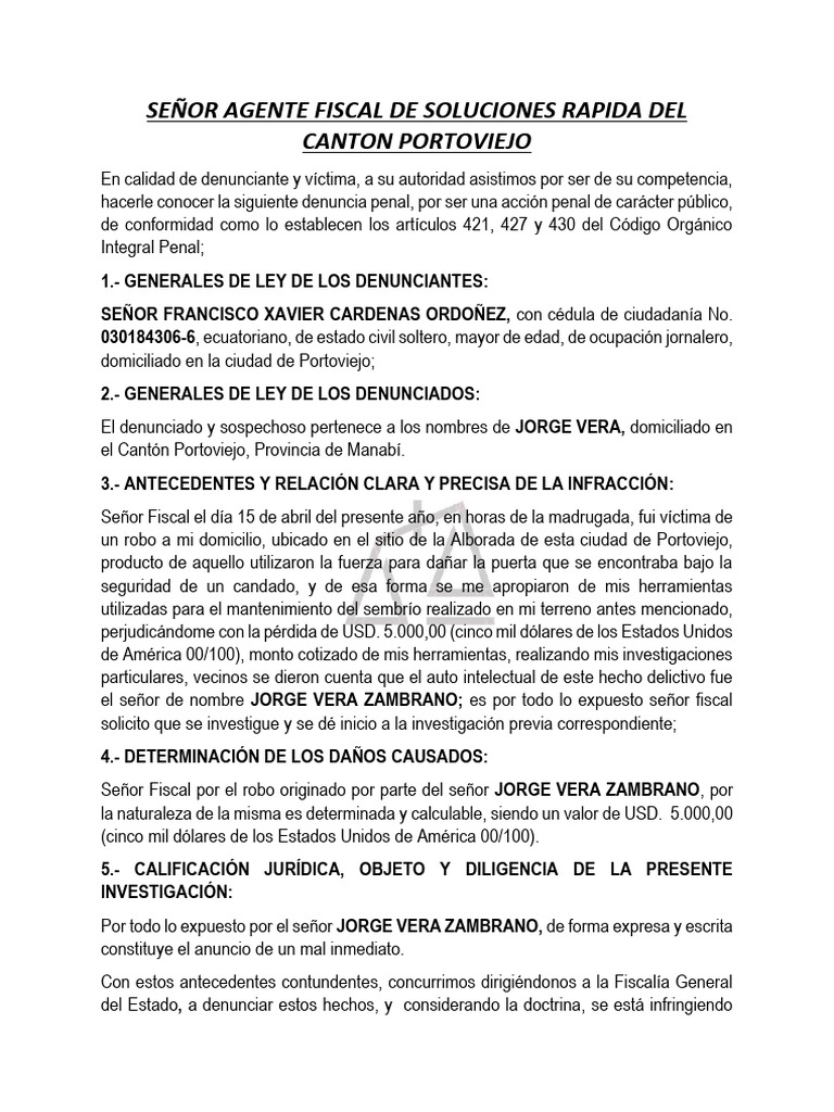 Denuncia - Derecho Procesal Penal | PDF | Procedimiento Criminal | Fiscal Denuncia - Derecho Procesal Penal | PDF | Procedimiento Criminal | Fiscal